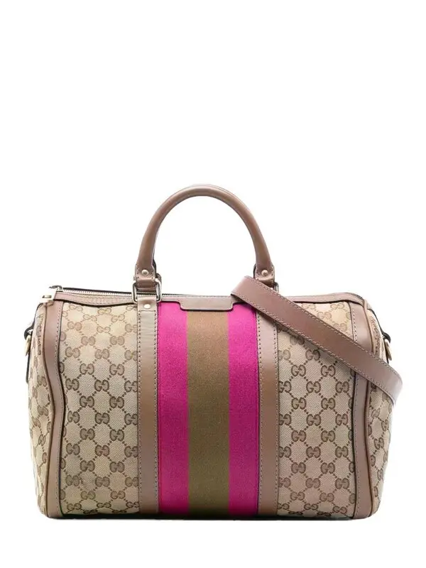 Gucci Gg Canvas Web Joy Boston Bag Satchel - Brown