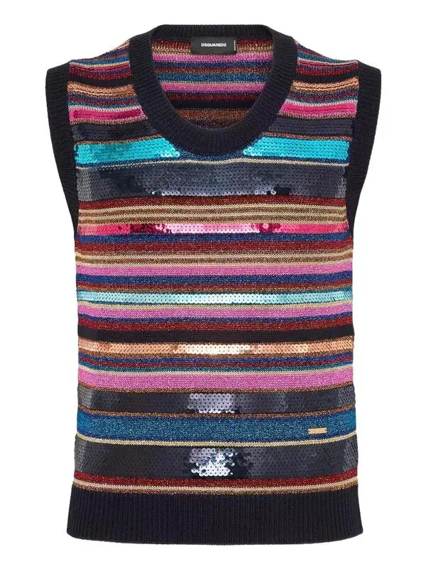 Dsquared2 Striped Sequinned Vest - Black