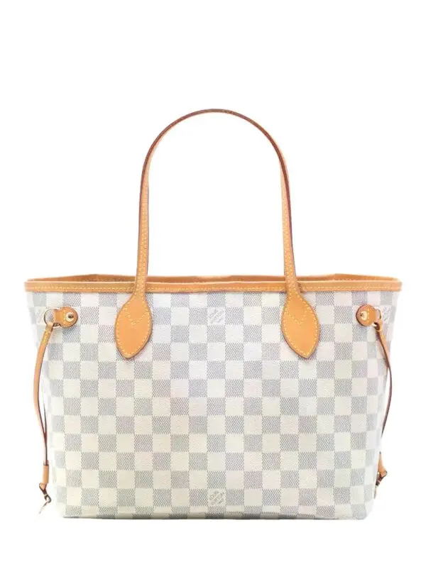 LOUIS VUITTON 2010 Damier Azur Neverfull Pm Tote Bag - White