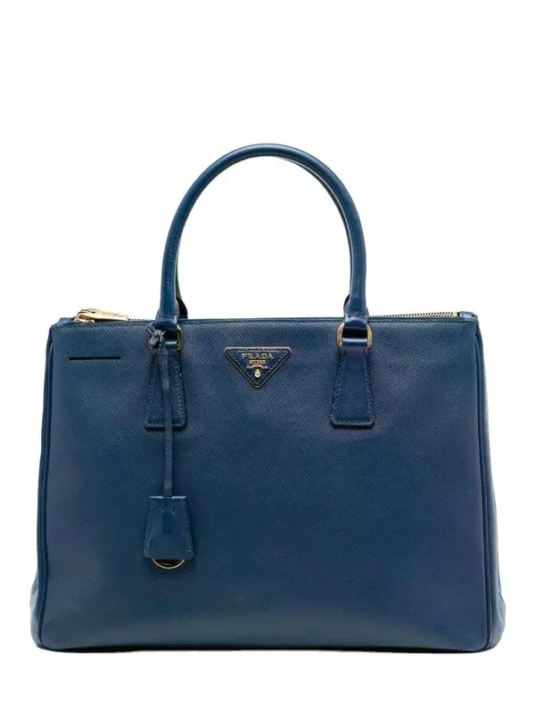 Prada Medium Saffiano Lux Galleria Double Zip Satchel - Blue