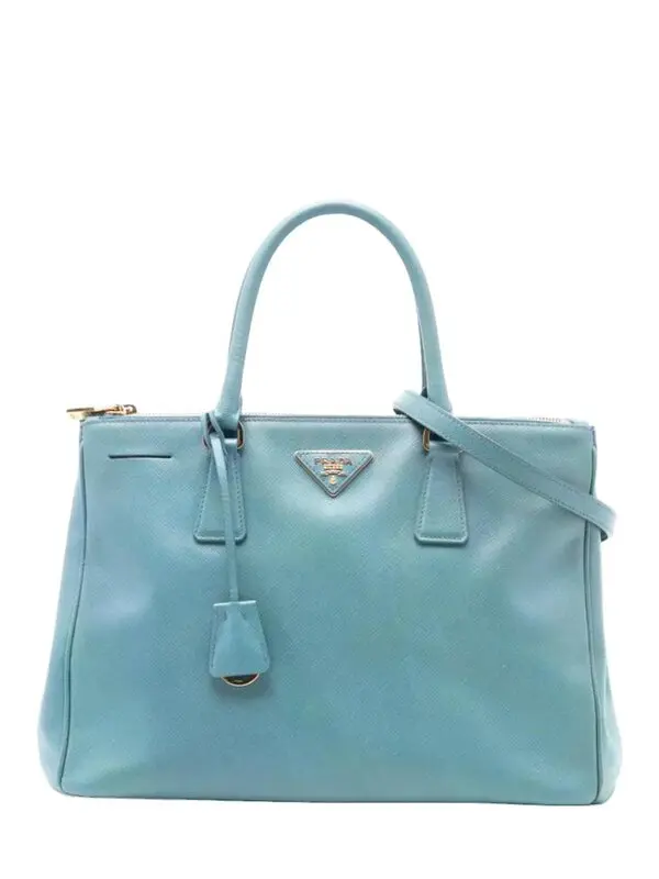 Prada 2010-2025 Medium Saffiano Lux Galleria Double Zip Satchel - Blue