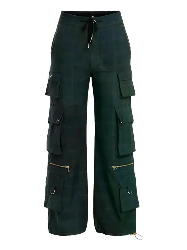 Cynthia Rowley Plaid Cargo Trousers - Green