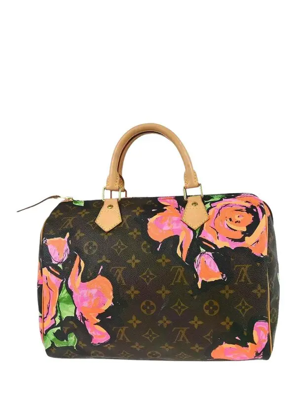 LOUIS VUITTON 2008 30 Speedy Monogram Rose-print Tote Bag - Brown