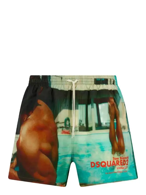 Dsquared2 Abstract-print Swim Shorts - Blue