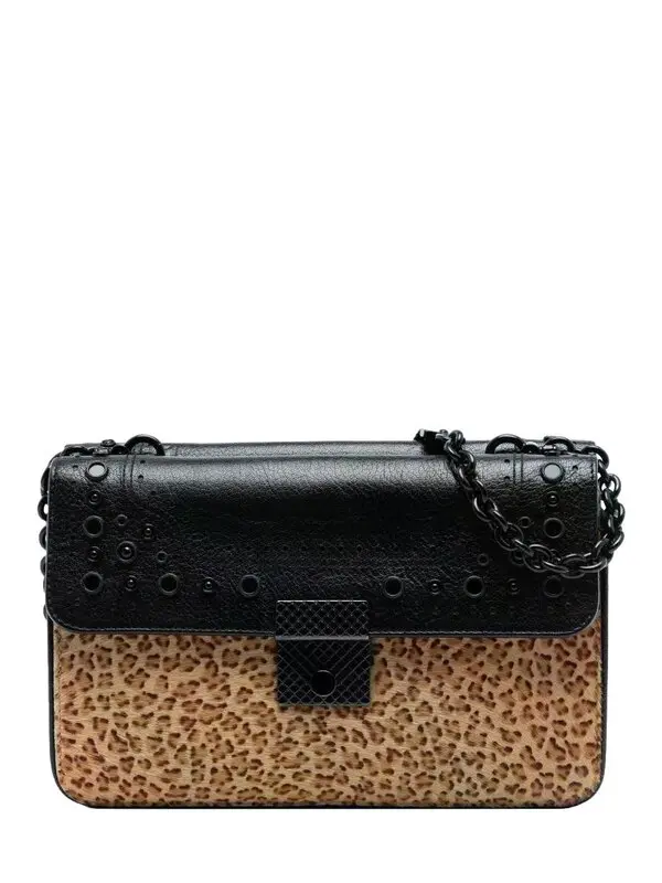 Bottega Veneta Leopard Print Pony Hair Shoulder Bag - Brown