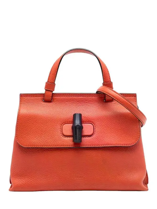 Gucci Small Leather Bamboo Daily Satchel - Orange