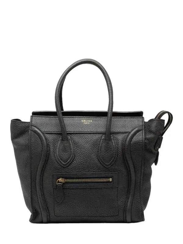 Celine 2011 Micro Drummed Calfskin Luggage Tote Bag - Black