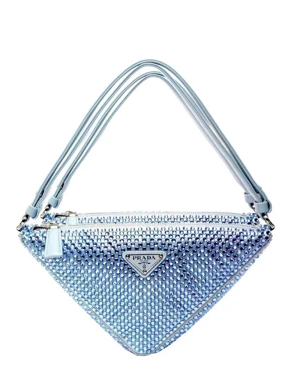Prada Crystal-embellished Shoulder Bag - Blue