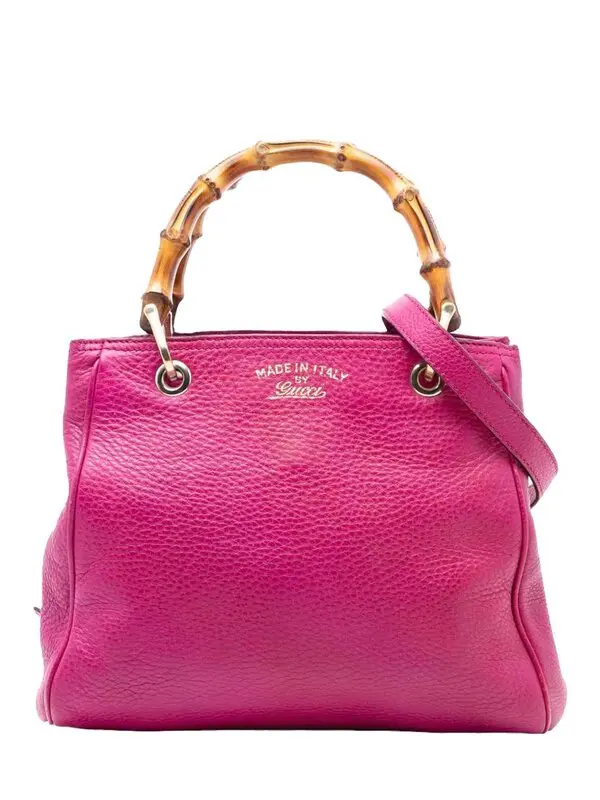 Gucci Small Calfskin Bamboo Shopper Satchel - Pink