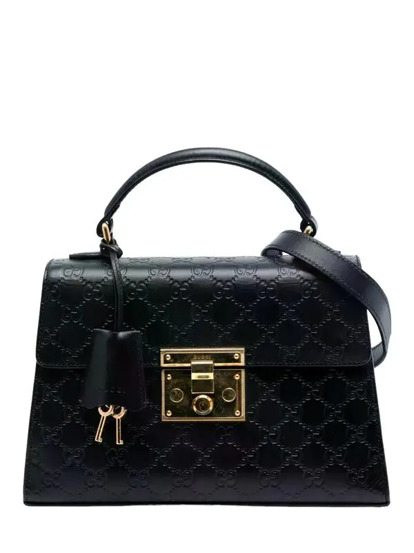 Gucci Small Sissima Padlock Satchel - Black
