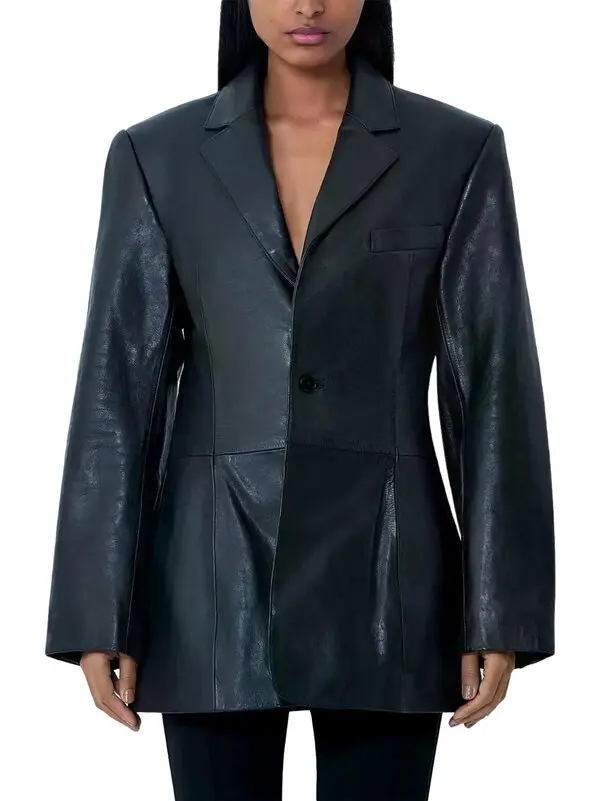 Alexander Wang Leather Single-breasted Blazer - Black