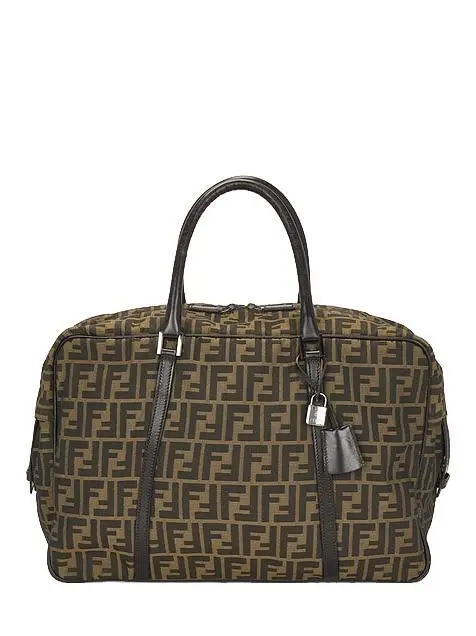 FWRD RENEW Fendi Zucca Boston Bag - Brown