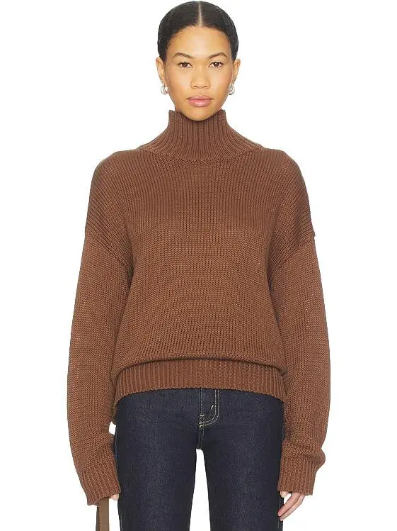 SNDYS Elm High Neck Knit Jumper - Mocha