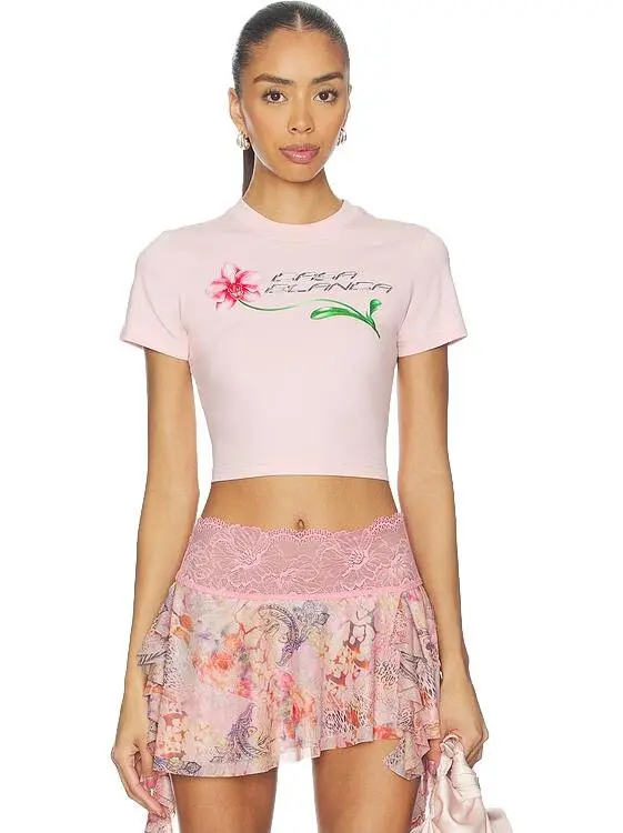 Casablanca Orchid Logo Cropped Baby Tee - Pink