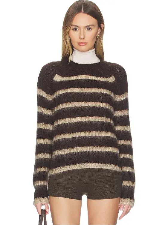 ALLSAINTS Riga Striped Jumper - Bottle Brown & Barley