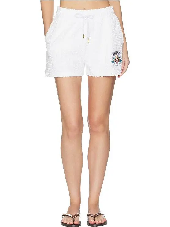 Casablanca Waves Monogram Towelling Short - White