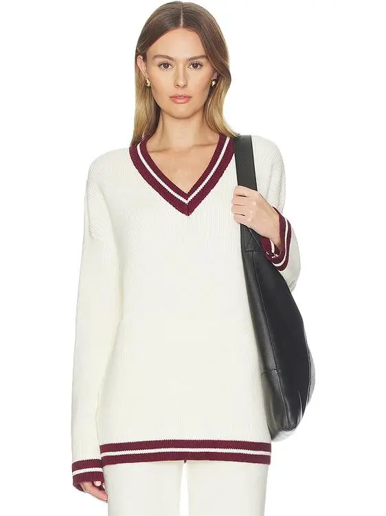 SNDYS Colton Varsity Knit Jumper - Cream Contrast