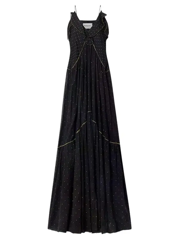 MARANT ETOILE Vasma Ruffled V-neck Maxi Dress - Black