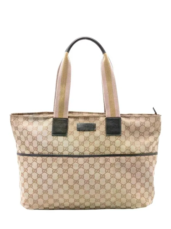 Gucci Gg Canvas Web Tote Bag - Brown