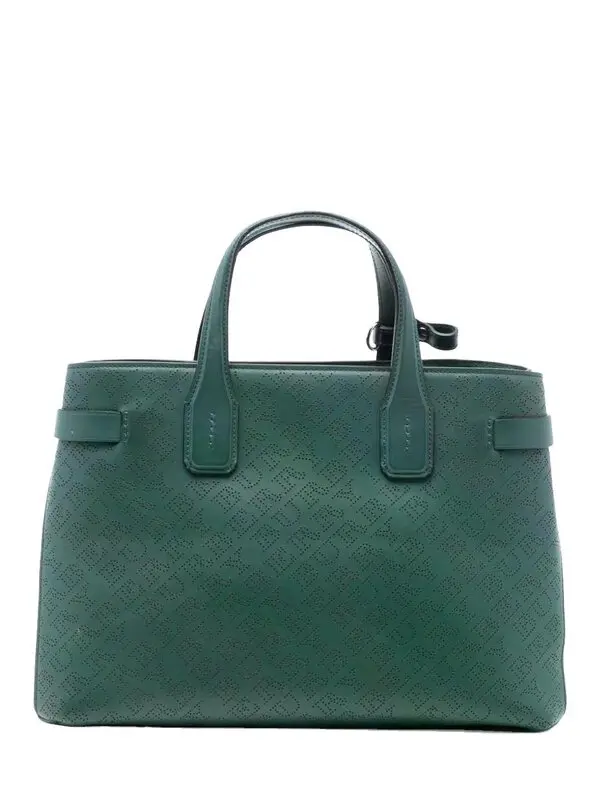 Burberry Medium Perforated Leather Banner Satchel - Green