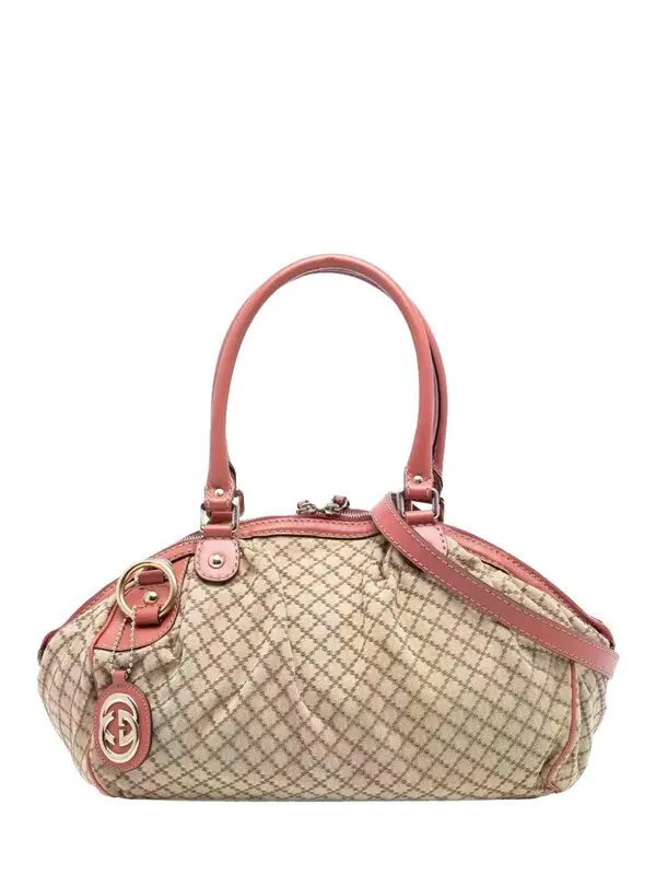 Gucci Diamante Canvas Sukey Satchel - Brown