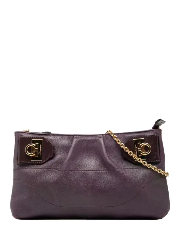 FERRAGAMO 2010-2012 Leather Gancini Chain Crossbody Bag - Purple