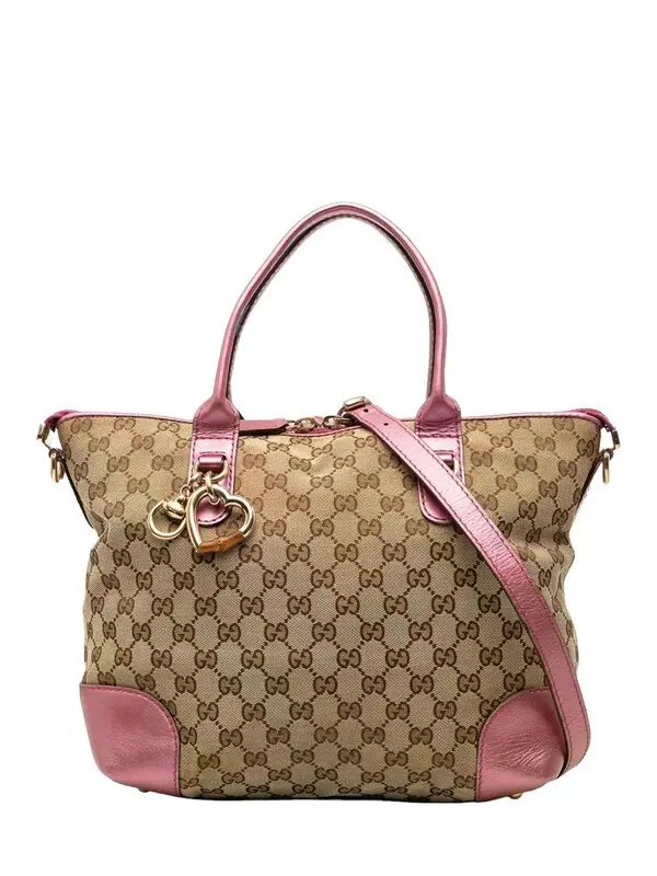 Gucci Gg Canvas Heart Bit Satchel - Brown