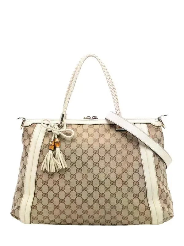 Gucci Large Gg Canvas Bella Satchel - Brown