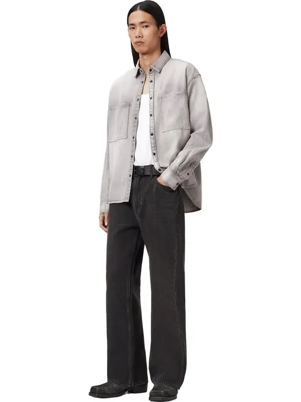 ALLSAINTS Al Oversized Denim Shirt - Grey