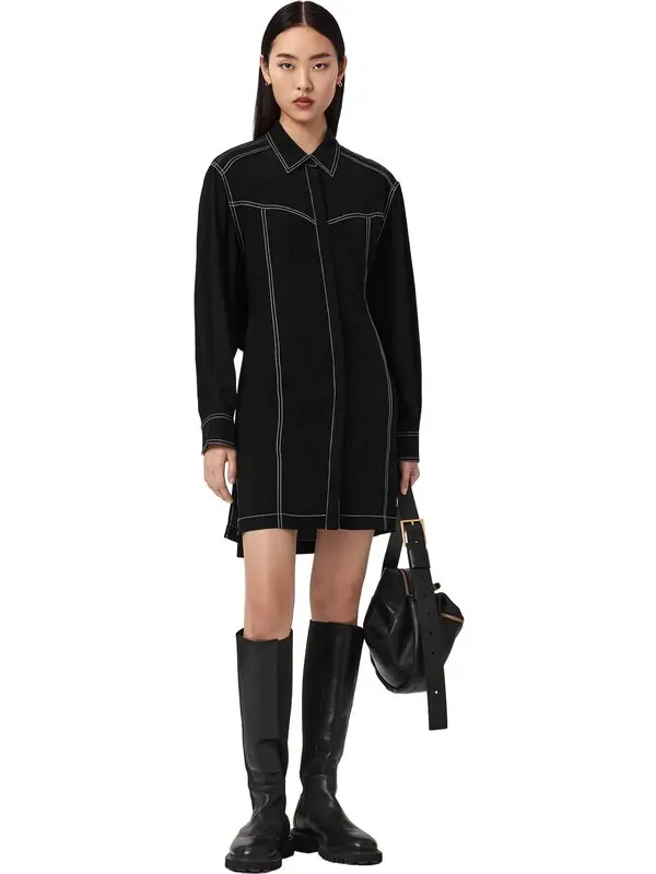 ALLSAINTS Tala Shirt Mini Dress - Black