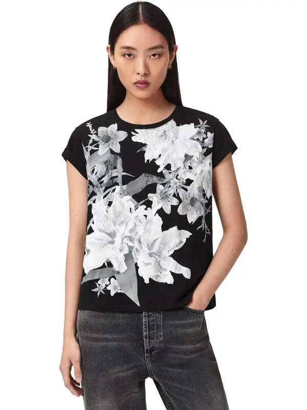 ALLSAINTS Crystal Anna Floral T-shirt - Black