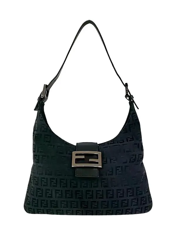 Fendi 2000-2010 Zucchino Canvas Shoulder Bag - Black