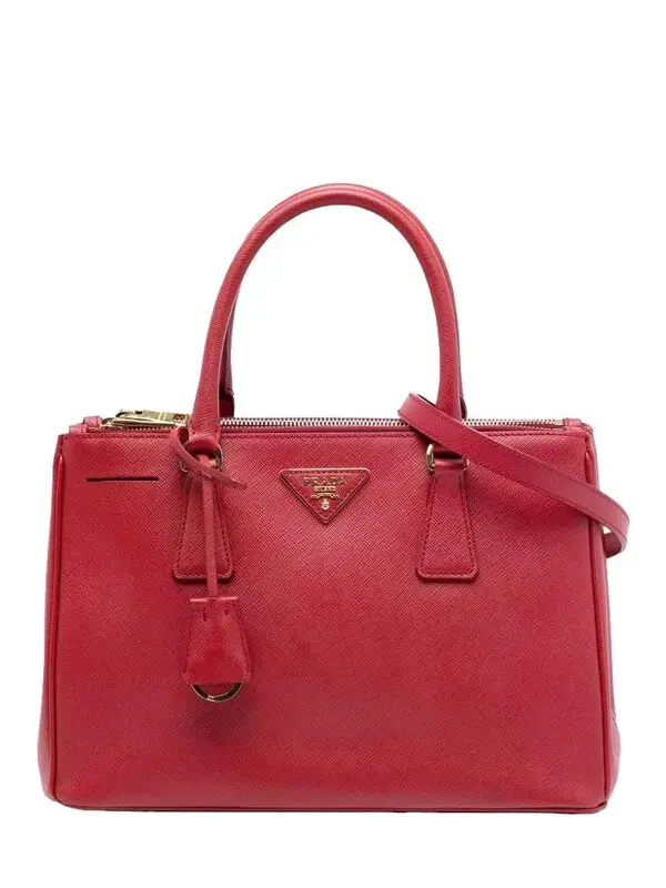 Prada Medium Saffiano Lux Galleria Double Zip Satchel - Red