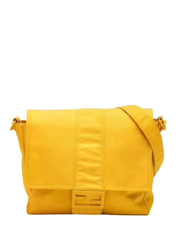Fendi 2010-2025 Medium Econyl Nylon Baguette Crossbody Bag - Yellow