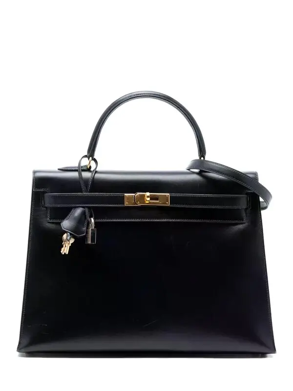 Hermès 1996 Box Calf Kelly Sellier 35 Satchel - Black