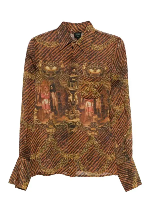 Jean Paul Gaultier Sheer Printed Shirt - Brown
