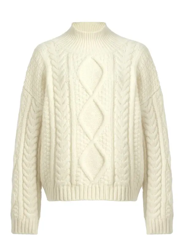 TESS LORENZ Baby Alpaca Blend Cable Knit Sweater - Oyster