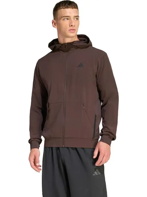 Adidas D4t Workout Full-zip Hoodie - Aurora Coffee
