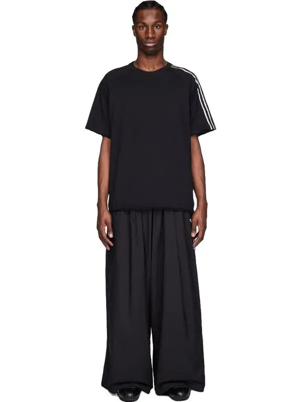 Adidas Y-3 Raw Edge 3-stripes Wide Leg Pants - Black