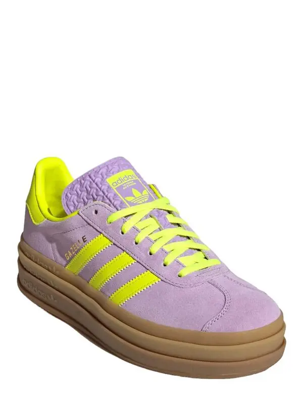Adidas Gazelle Bold Shoes - Powder Plum / Solar Yellow / Gold Metallic