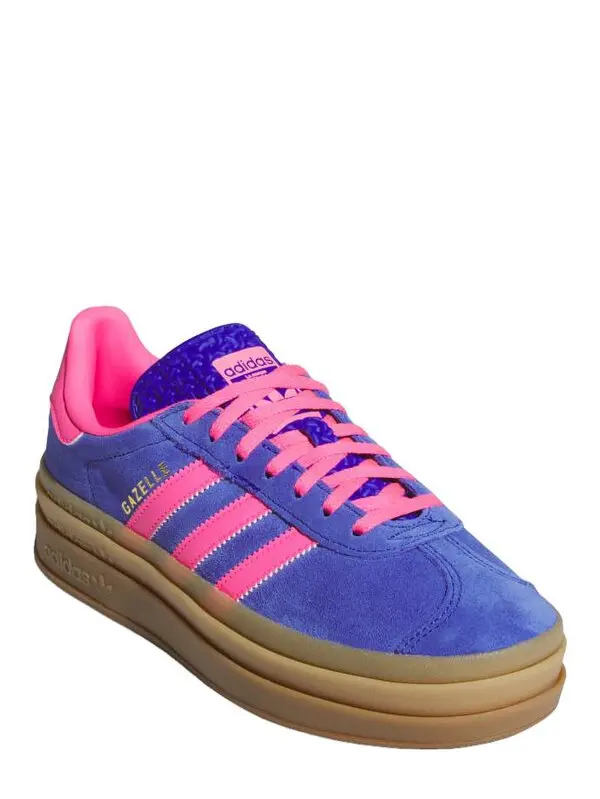 Adidas Gazelle Bold Sneakers - Lucid Blue / Lucid Pink / Gold Metallic