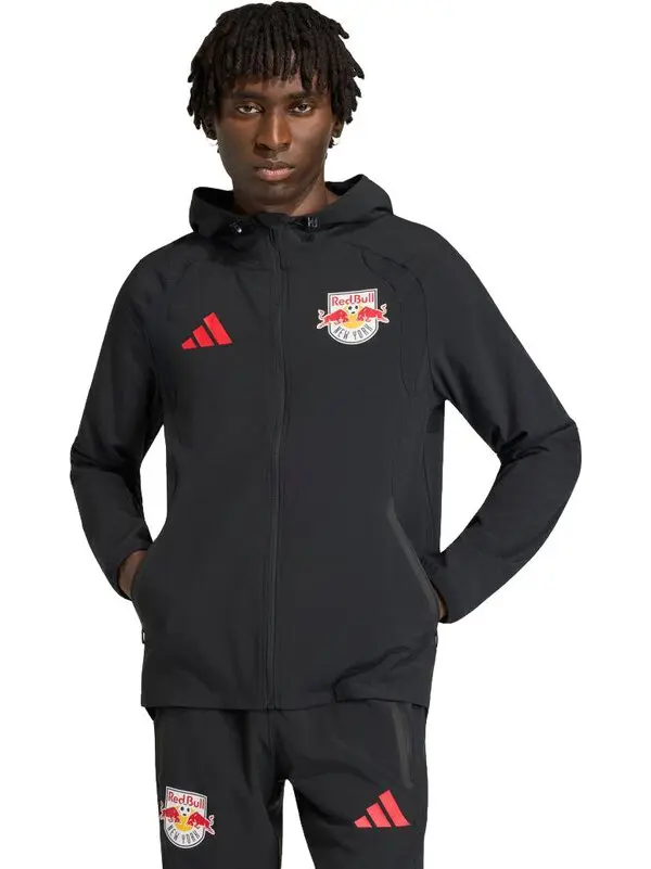 Adidas Red Bull New York Tiro Travel Windbreaker - Black / Team Collegiate Red
