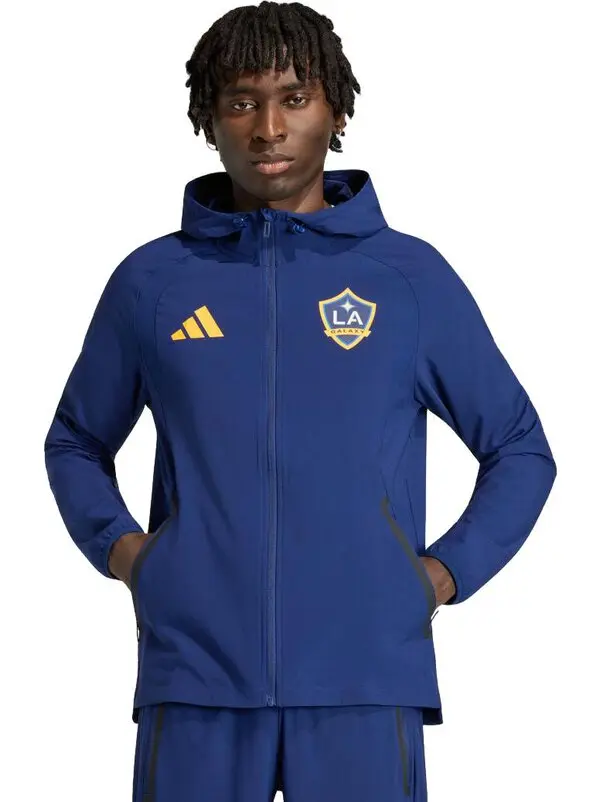 Adidas La Galaxy Tiro Travel Full-zip Windbreaker - Dark Blue / Team Colleg Gold 2
