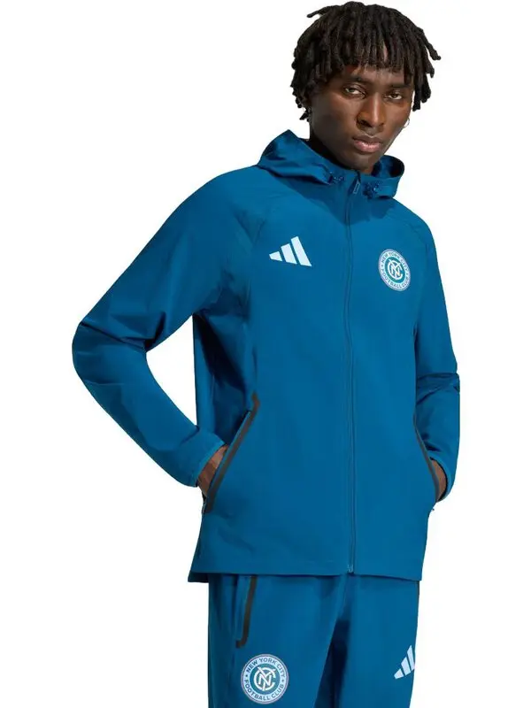 Adidas New York City Fc Tiro Travel Windbreaker - Blue Night / Glow Blue