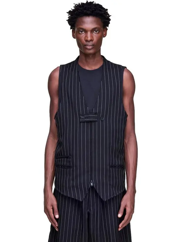 Adidas Sport Uniform Pinstripe Tailored Vest - Black