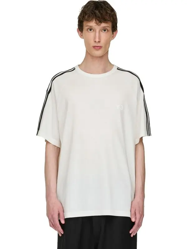 Adidas Y-3 Short Sleeve Tee With 3-stripes - Core White