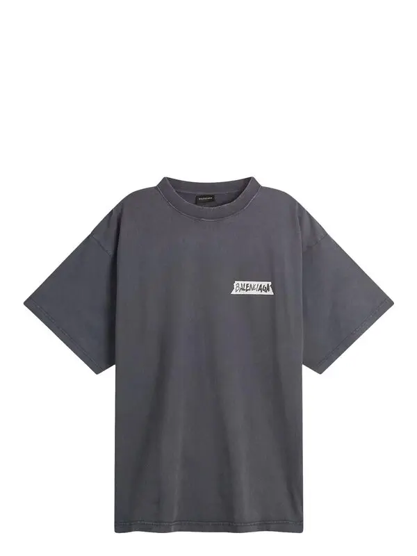 Balenciaga Masking Tape Jersey T-shirt - Faded Washed Black