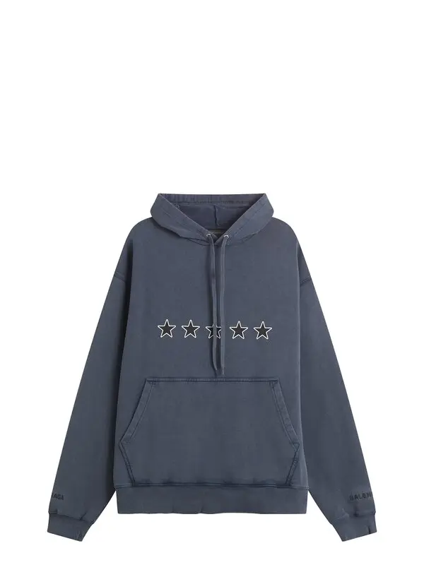 Balenciaga Printed Hoodie - Washed Navy