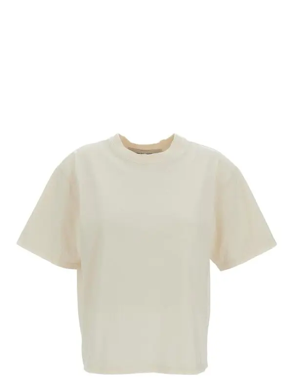 GOLDEN GOOSE Boxi Cotton Jersey T-shirt With Logo Patch - Beige