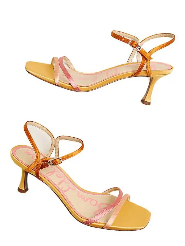 Sam Edelman Presley Ankle Strap Kitten Heels - Pink/orange Multi